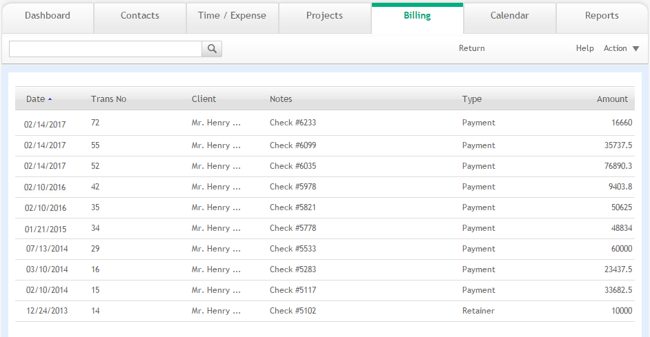 Transactions List View